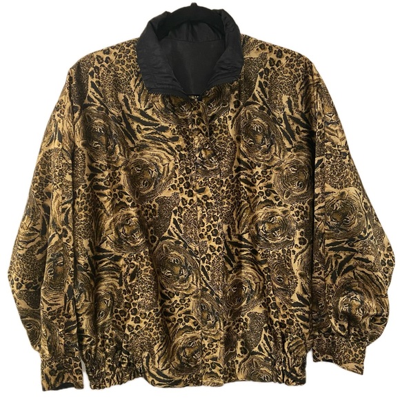 Hanarum | Jackets & Coats | Vintage Satin Leopard Print Oversized ...